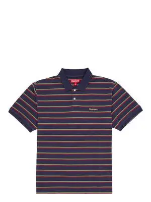 Supreme Striped Cursive Polo - Blue | Editorialist